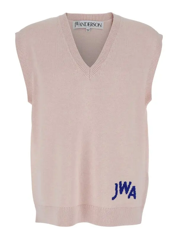 JW Anderson Cotton And Cashmere Blend V-neck Sleeveless Vest - Multicolor