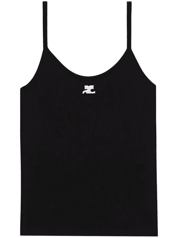 COURREGES Ribbed Top - Black