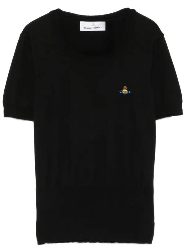 VIVIENNE WESTWOOD Bea Orb-embroidered Short-sleeve Top - Black