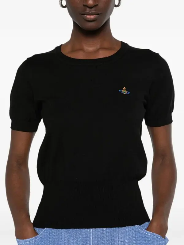 VIVIENNE WESTWOOD Bea Orb-embroidered Short-sleeve Top - Black