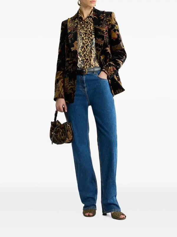 Etro Silk Shirt With Placed Leopard Print