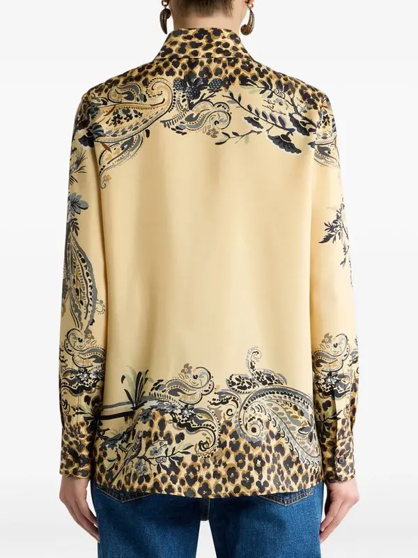 Etro Silk Shirt With Placed Leopard Print