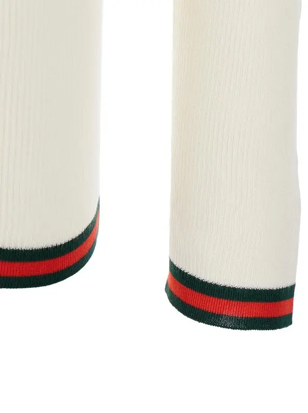 Gucci White Long Sleeved Top In Rib Silk