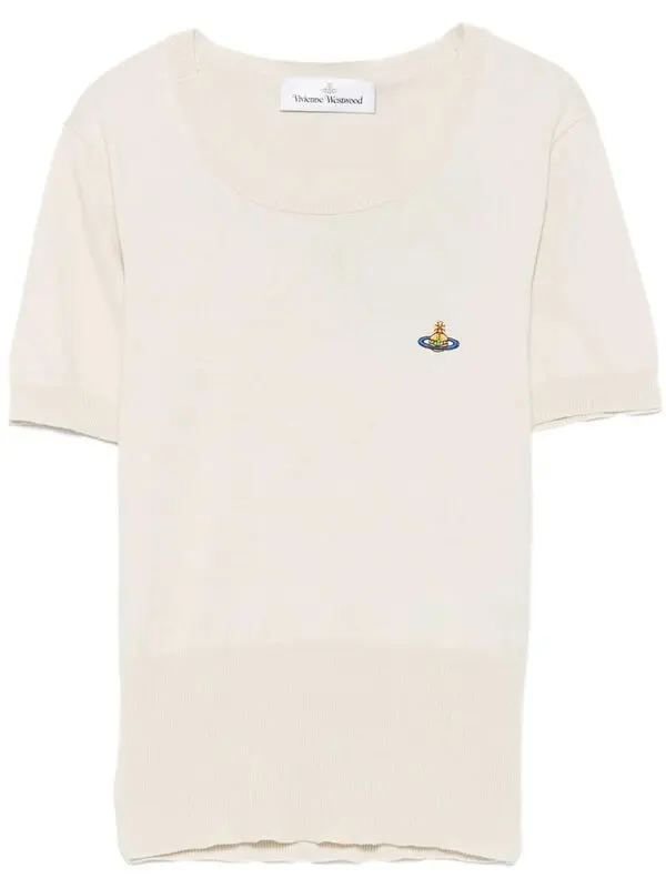 VIVIENNE WESTWOOD Bea Orb-embroidered Short-sleeve Top - White