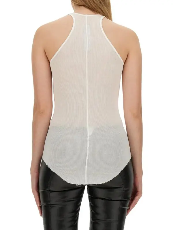 Rick Owens Viscose And Silk Ribbed Tank Top - White
