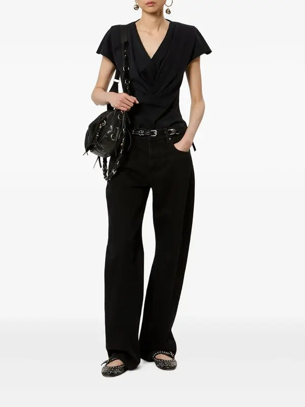 Isabel Marant Étoile Draped Cotton Jersey T-shirt - Black