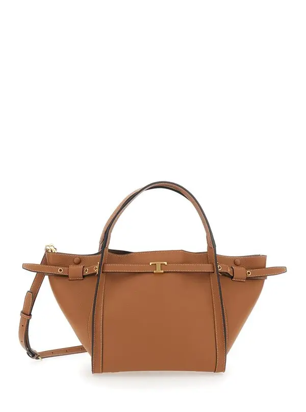 TOD'S Medium T Timeless Leather Tote Bag - Brown