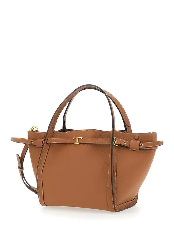 TOD'S Medium T Timeless Leather Tote Bag - Brown