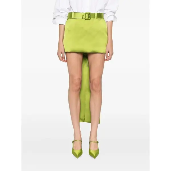 SELF-PORTRAIT Satin Finish A-line Skirt With Rear Train
