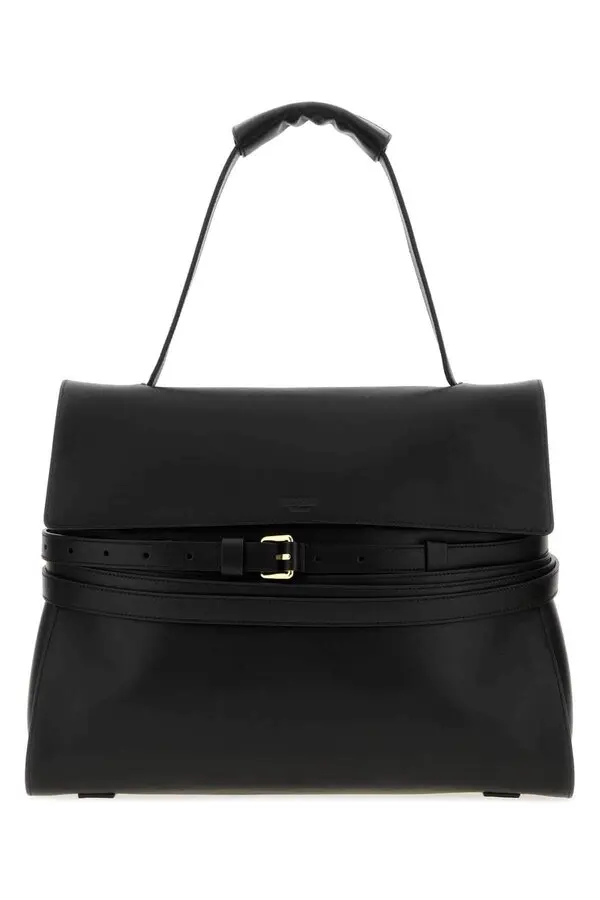 Moschino Leather Medium Tie Me Handbag - Black