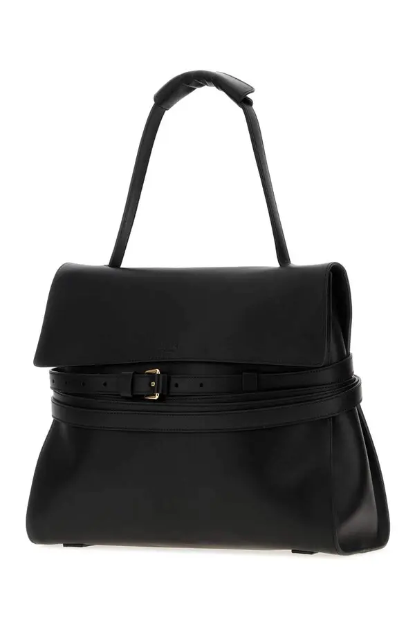 Moschino Leather Medium Tie Me Handbag - Black