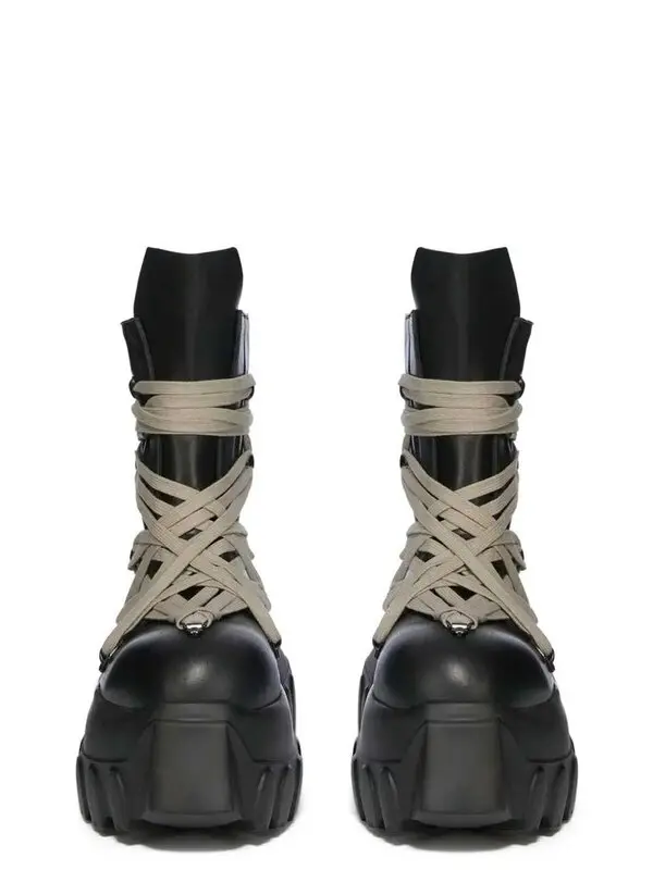 Rick Owens Leather Boots Megalace Mega Tractor