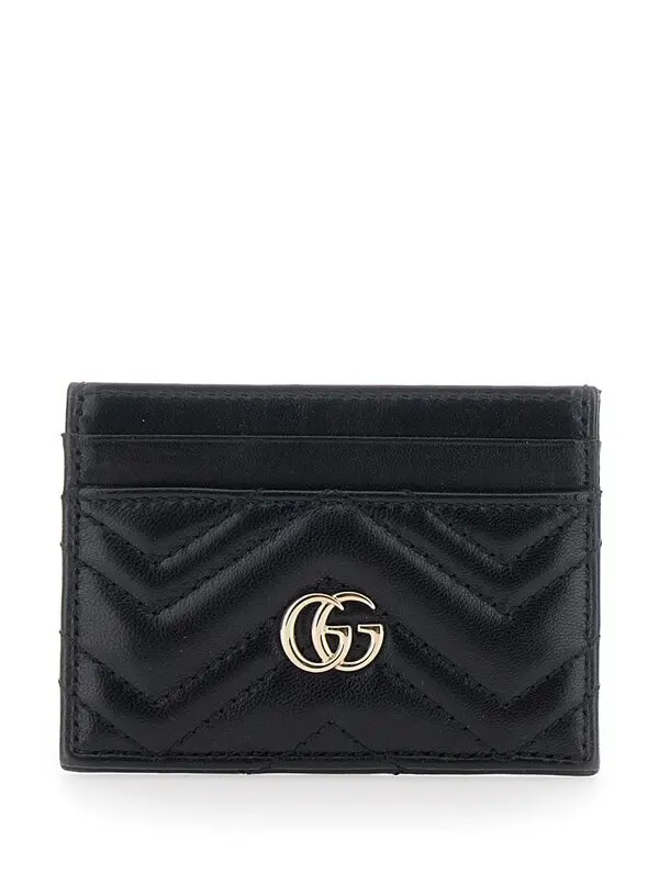 Gucci Gg Marmont' Black Card Holder With Quilted Design And Gg Logo In Leather For - Multicolor