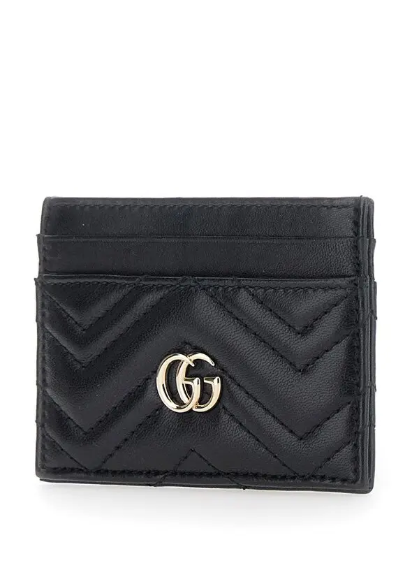 Gucci Gg Marmont' Black Card Holder With Quilted Design And Gg Logo In Leather For - Multicolor
