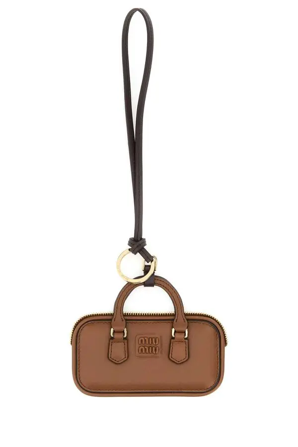 Miu Miu Leather Keyring - Brown