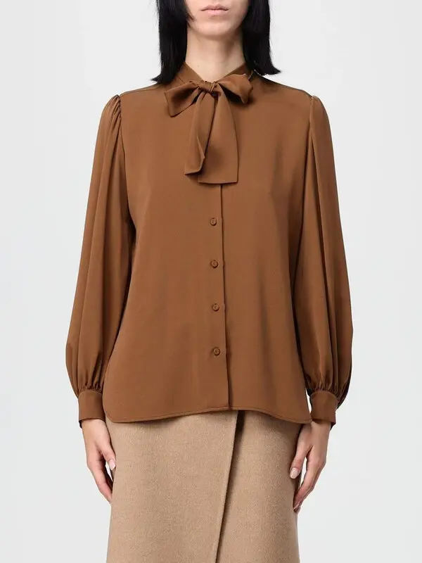 Max Mara Silk Tie Detailed Shirt - Brown