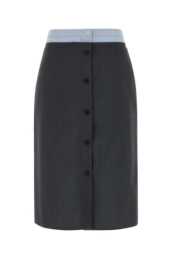 Prada Dark Grey Wool Blend Skirt