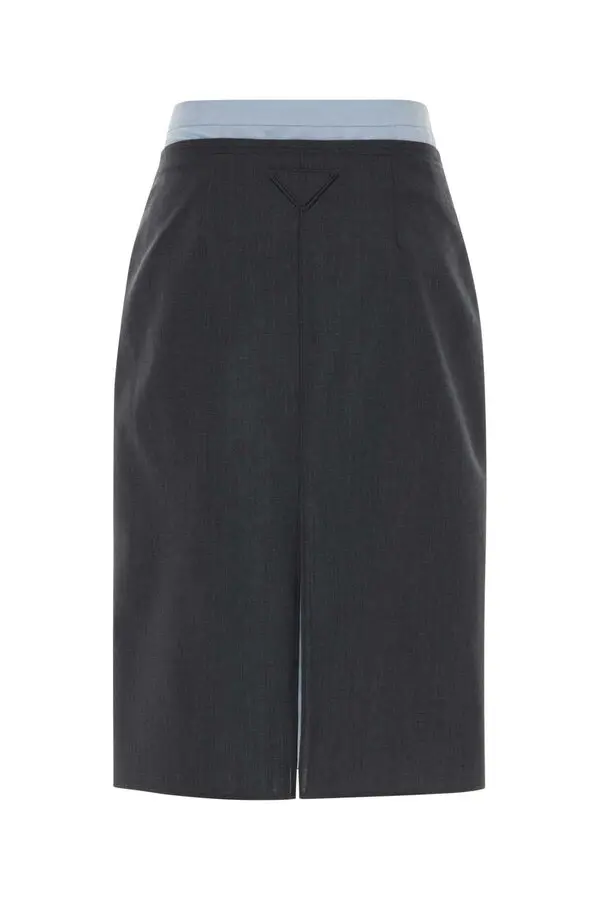 Prada Dark Grey Wool Blend Skirt