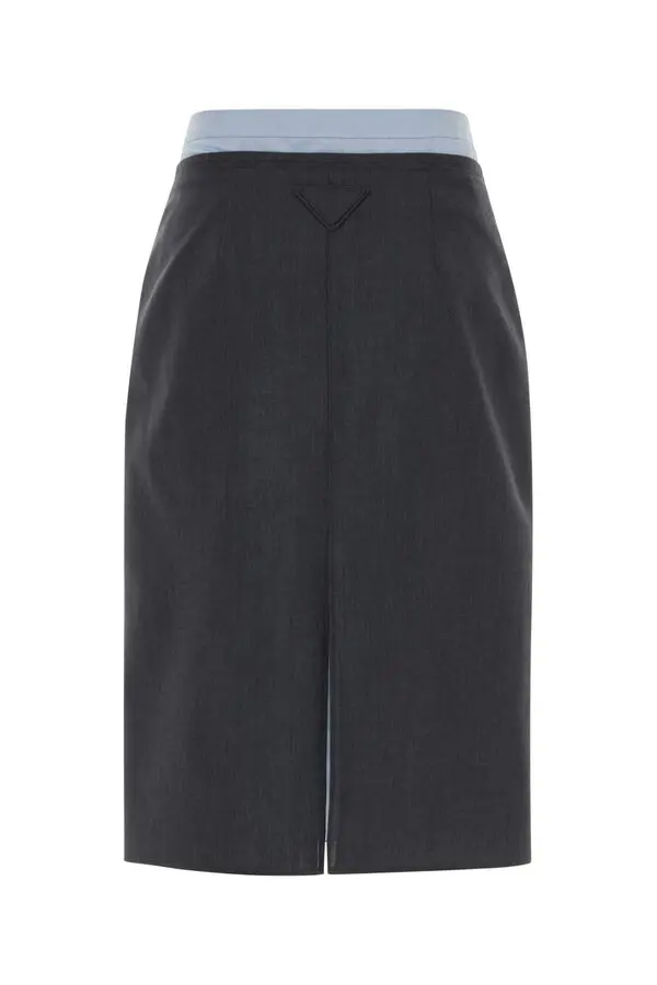 Prada Wool Blend Skirt - Gray