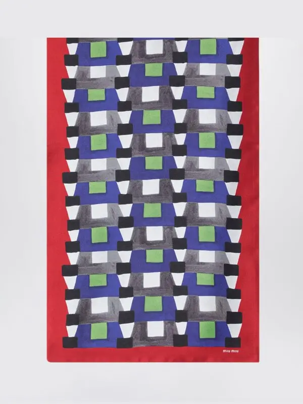 Miu Miu Printed Silk Foulard - Blue