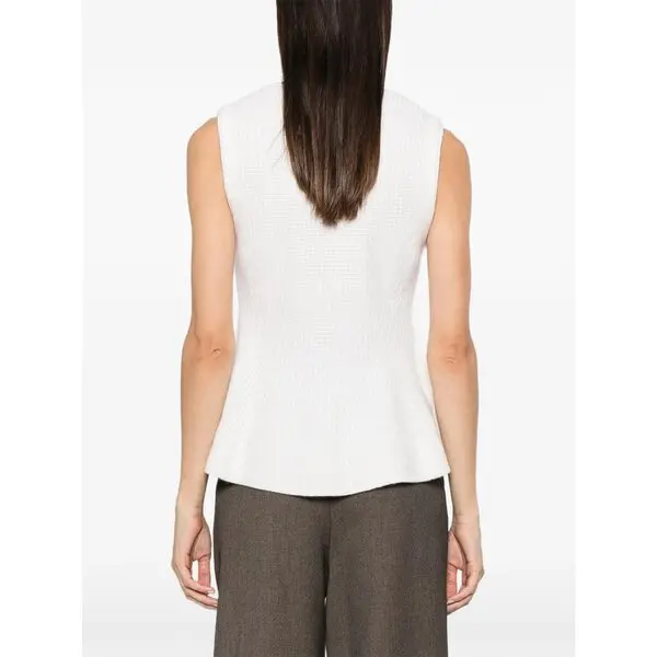 LISA YANG Cashmere V-neck Sleeveless Ribbed Knit Tank - White