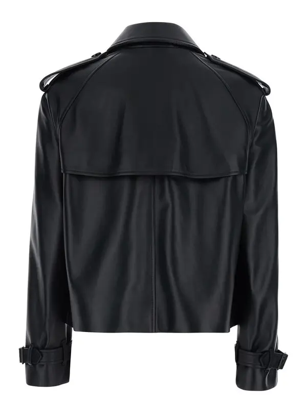 Burberry Mayfair' Black Jacket With Wide Collar And Cropped Design In Leather For - Multicolor