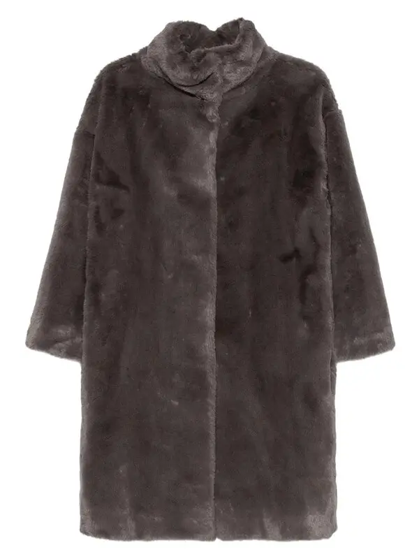 Herno High-neck Faux-fur Coat - Gray