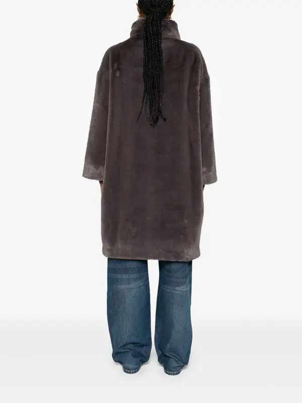 Herno High-neck Faux-fur Coat - Gray