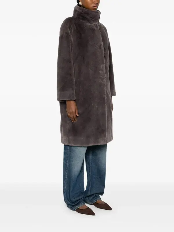 Herno High-neck Faux-fur Coat - Gray