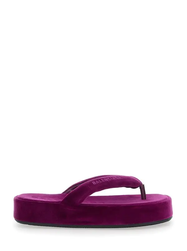 Balenciaga Jet Leg' Violet Sandals With Thong Design And Logo Lettering On The Strap In Cotton Blend For - Multicolor