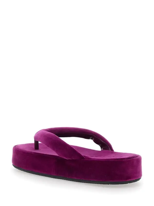 Balenciaga Jet Leg' Violet Sandals With Thong Design And Logo Lettering On The Strap In Cotton Blend For - Multicolor
