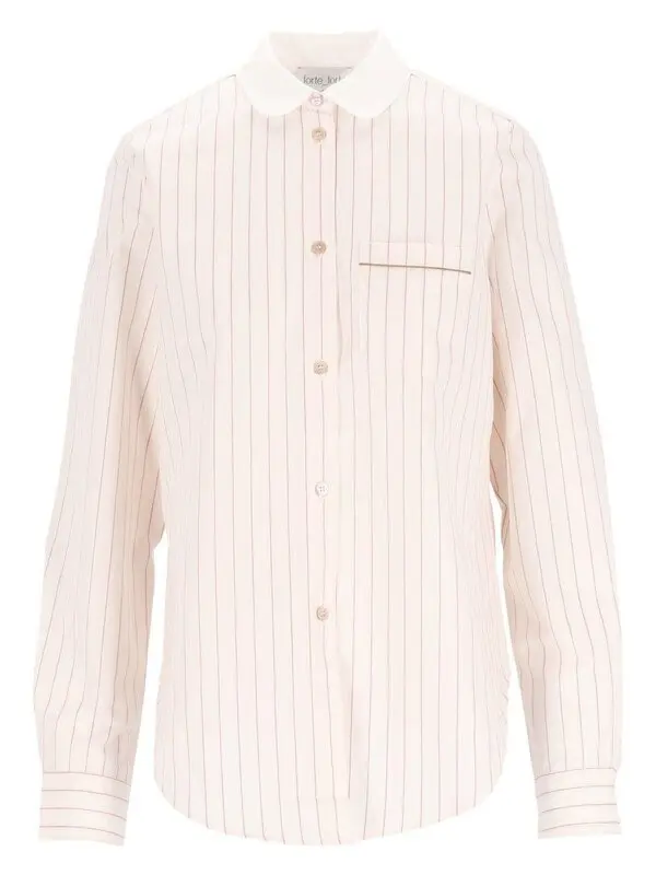 FORTE_FORTE Striped Cotton Shirt With French Collar - Multicolor