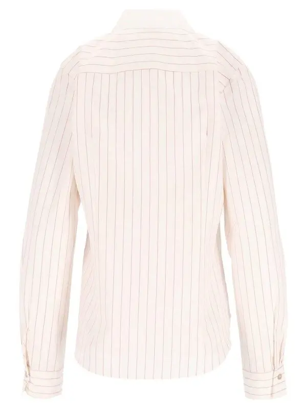 FORTE_FORTE Striped Cotton Shirt With French Collar - Multicolor