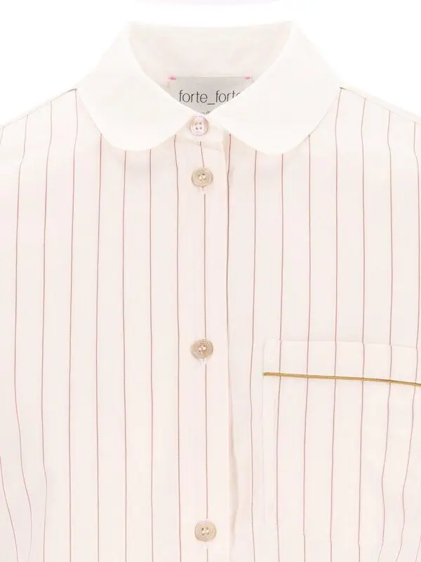 FORTE_FORTE Striped Cotton Shirt With French Collar - Multicolor