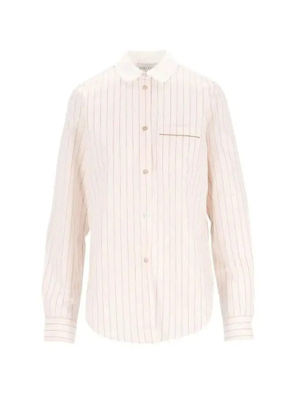 FORTE_FORTE Striped Cotton Shirt With French Collar - Multicolor