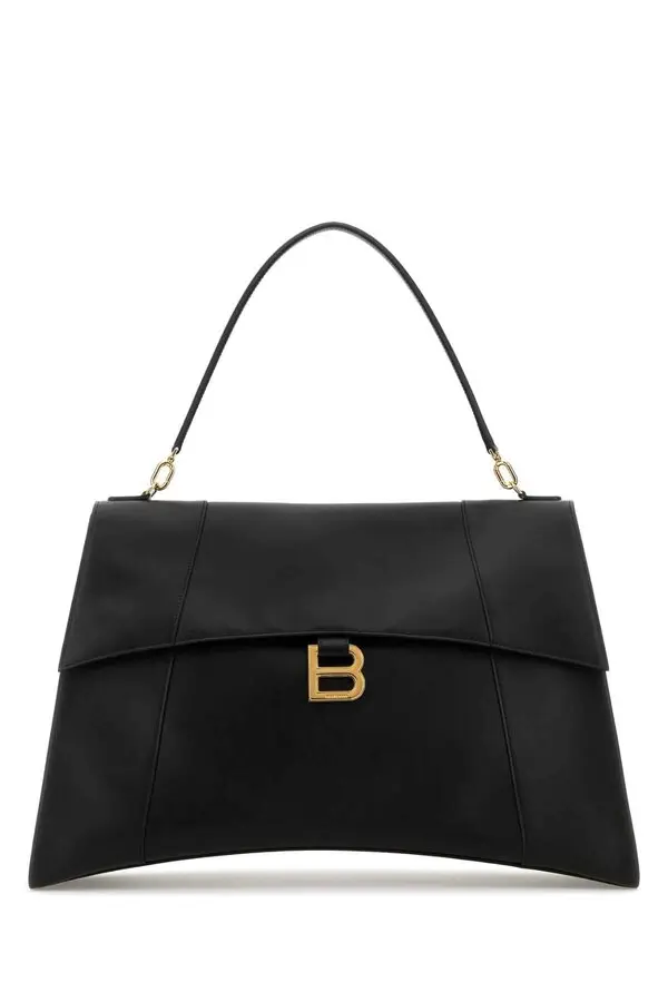 Balenciaga Leather Large Hourglass Soft Handbag - Black