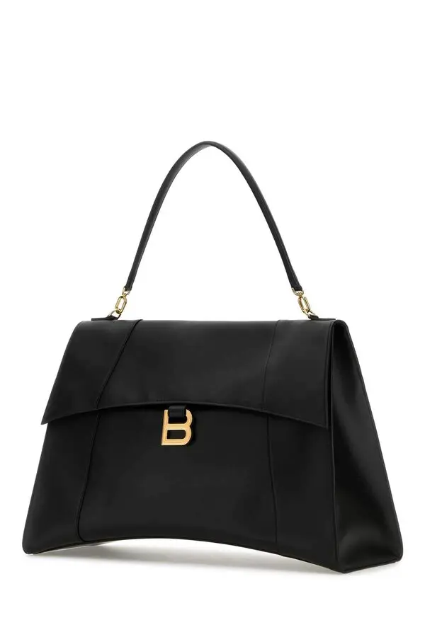 Balenciaga Leather Large Hourglass Soft Handbag - Black
