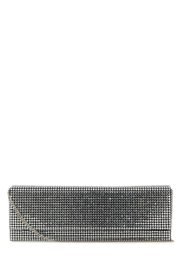 Amina Muaddi Embellished Satin Amini Paloma Clutch - Silver