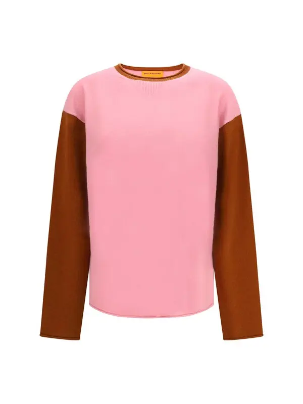 Guest In Residence Baseball Oversized Crew Sweater - Pink