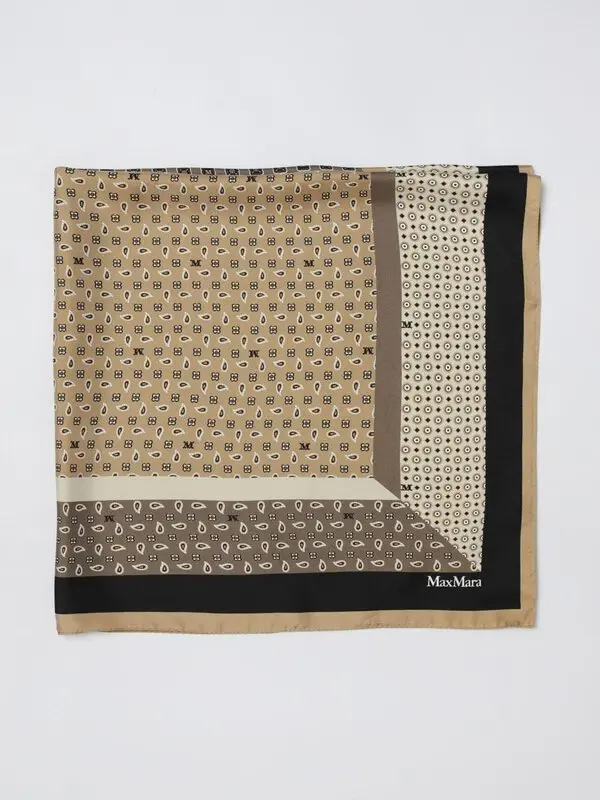 Max Mara Mixed Print Silk Foulard - Cream