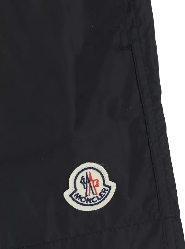 Moncler Swim Shorts With Elasticated Waist And Logo Patch On The Front In Tech Fabric For