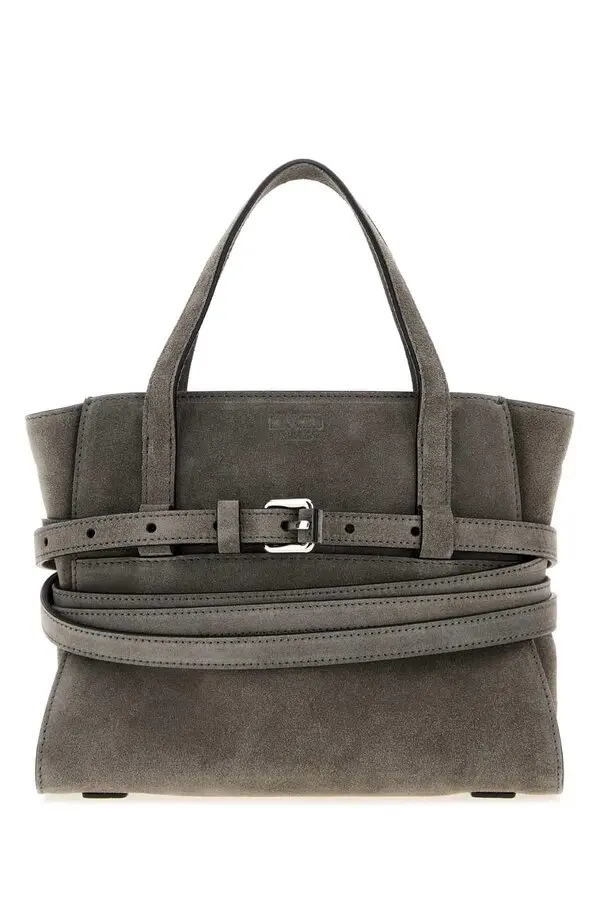 Moschino Grey Suede Tie Me Handbag - Gray
