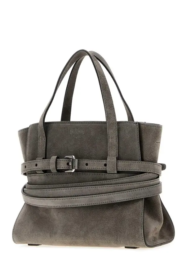 Moschino Grey Suede Tie Me Handbag - Gray