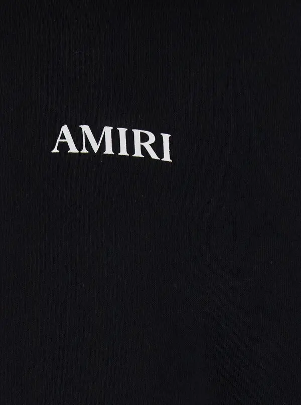 Amiri Black Hooded Sweatshirt With Logo On The Front In Cotton For
