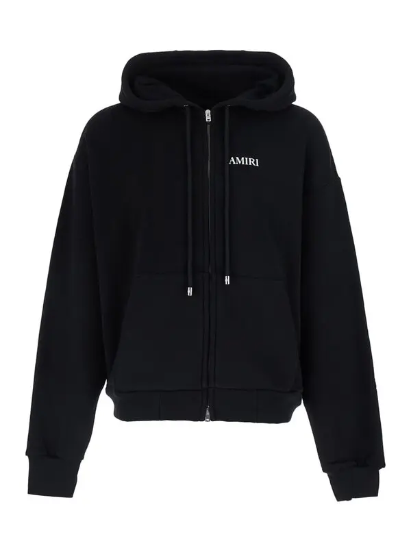 Amiri Black Hooded Sweatshirt With Logo On The Front In Cotton For - Multicolor