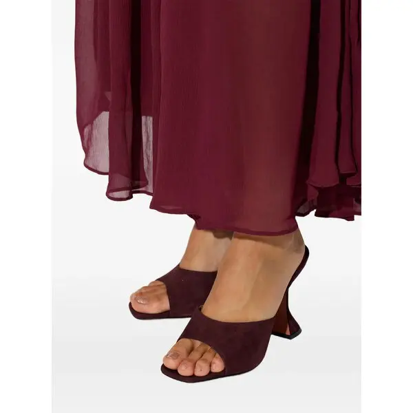 Amina Muaddi Velvet Open Toe Mules - Blue