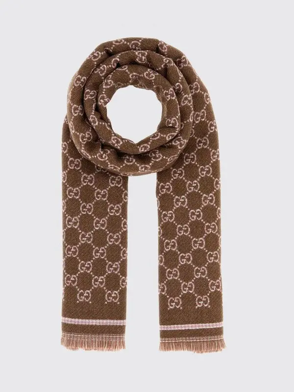 Gucci Gg Supreme Wool Blend Scarf - Brown