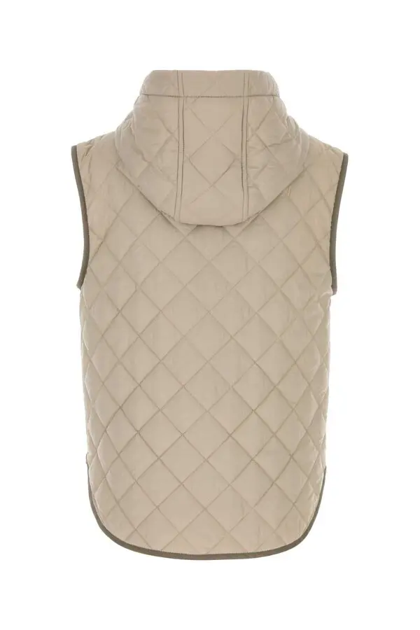 Brunello Cucinelli Quilted Nylon Hooded Sleeveless Jacket - Brown