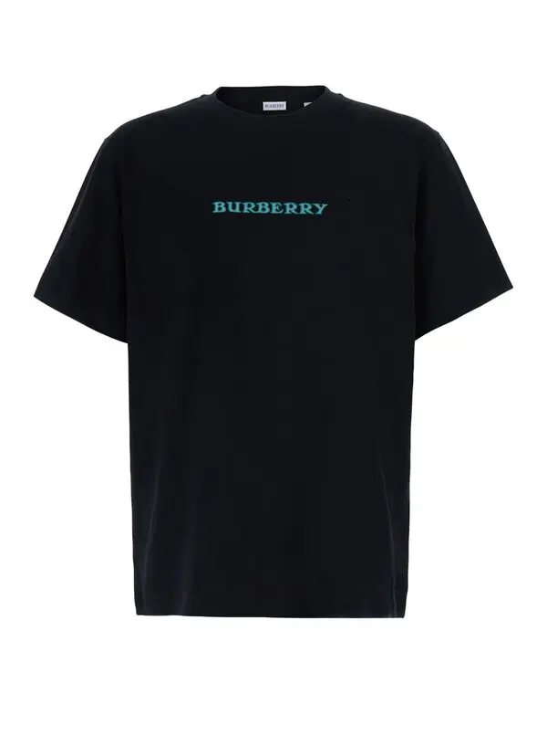 Burberry Ryan' Black Tshirt With Logo On The Front And Maxi Logo On The Back In Cotton For - Multicolor