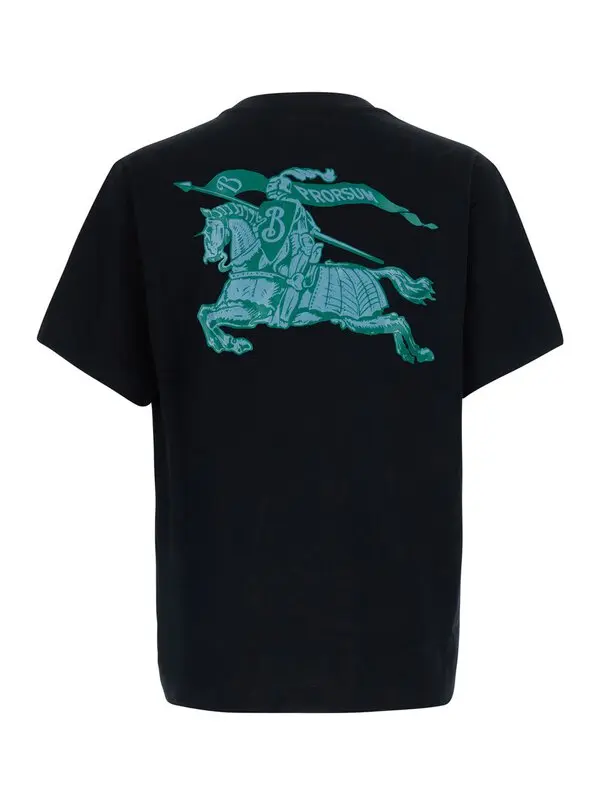 Burberry Ryan' Black Tshirt With Logo On The Front And Maxi Logo On The Back In Cotton For - Multicolor